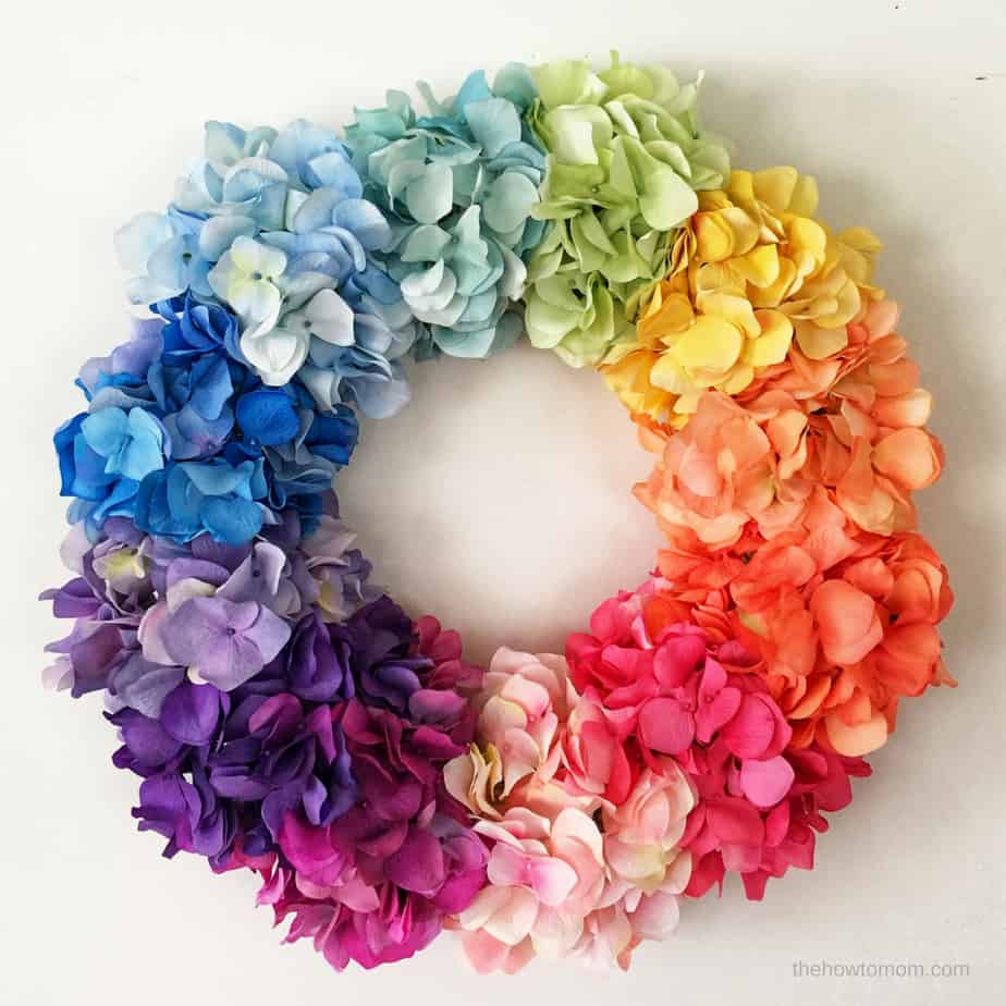 Ombre Rainbow Hydrangea Wreath – The How To Mom